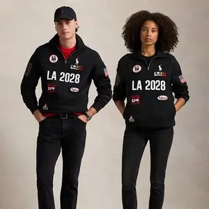 Ralph Lauren La28 Olympic Fleece Collared Sweatshirt - Polo Black